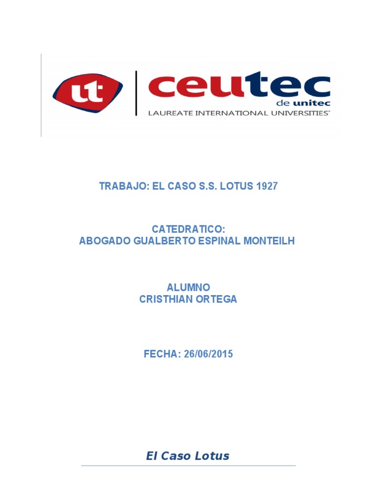 El Caso S.S. Lotus 1927 | PDF | Principios éticos | Ciencias Políticas