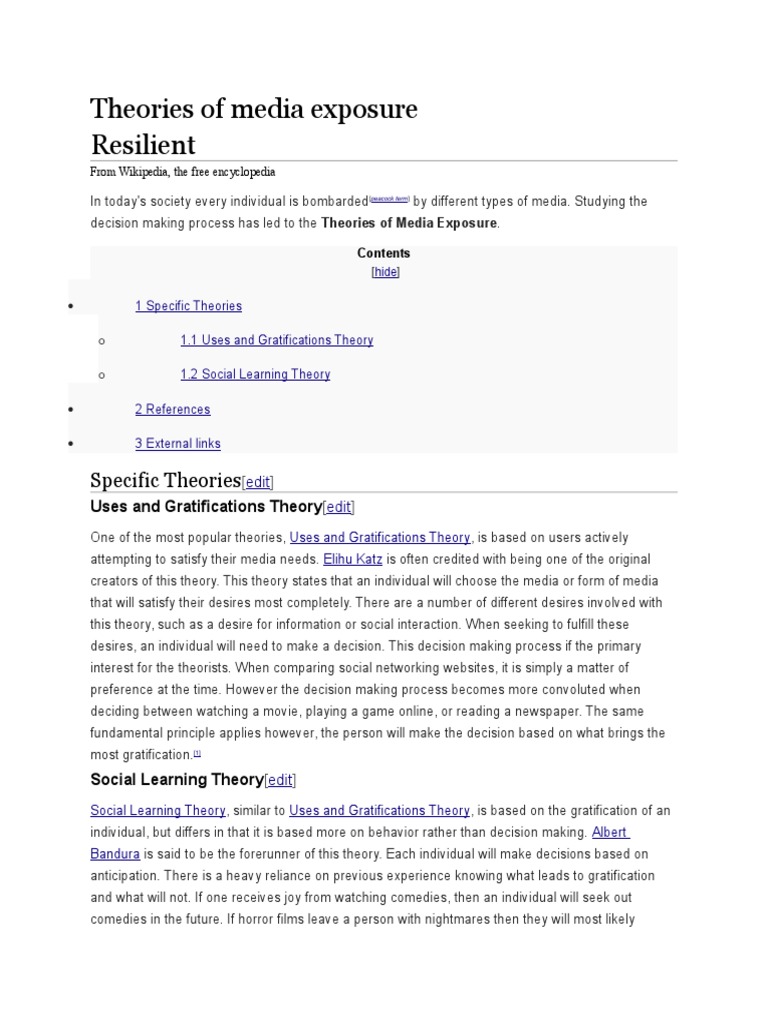 Theories of Media Exposure | PDF | Cognitive Science | Psychology