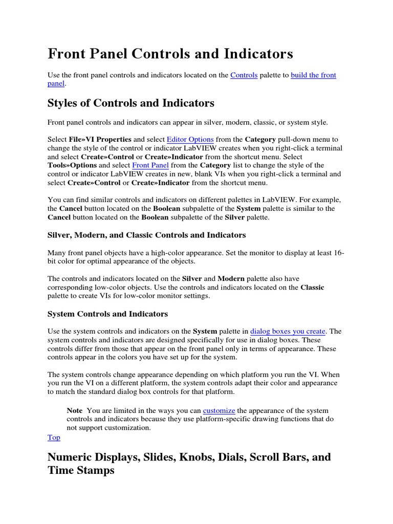 Front Panel Controls and Indicators | PDF | Matrix (Mathematics) | Data ...