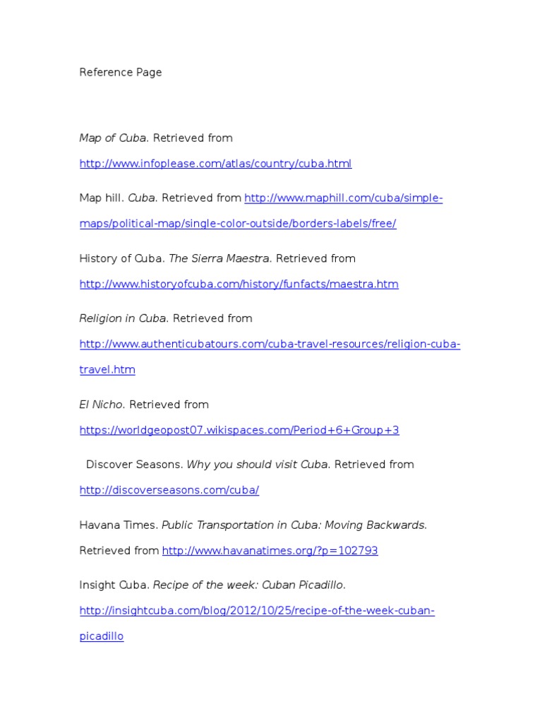 Reference Page | PDF | Social Science | Travel