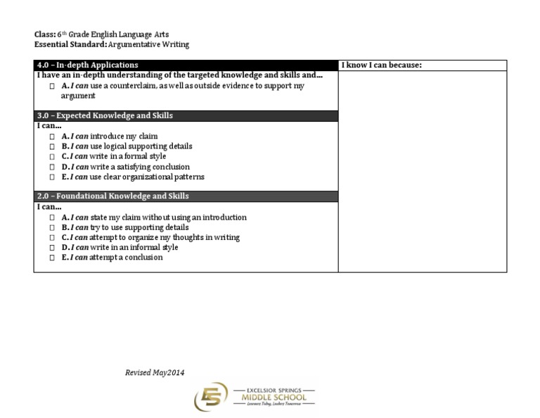 6th Grade Argumentative Writing Guide | PDF