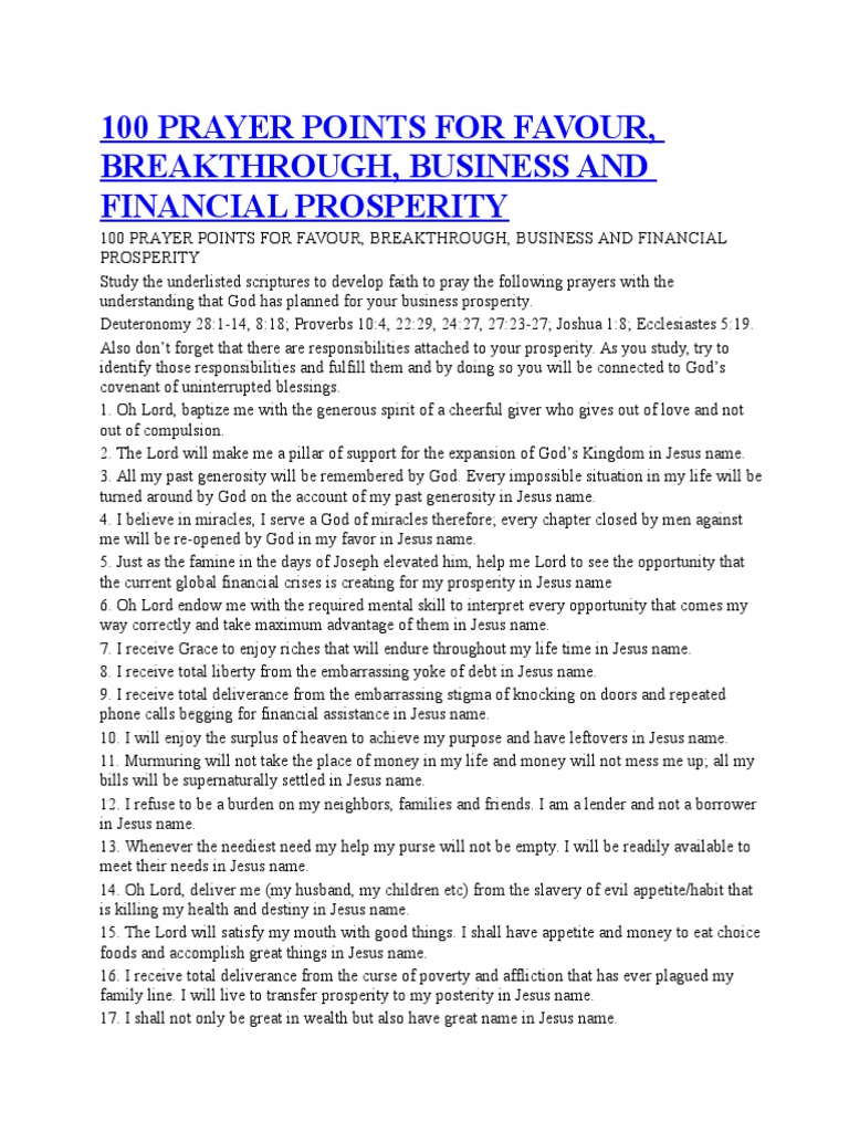 100 Prayer Points For Favour 2 | PDF | Shadrach, Meshach, And Abednego ...