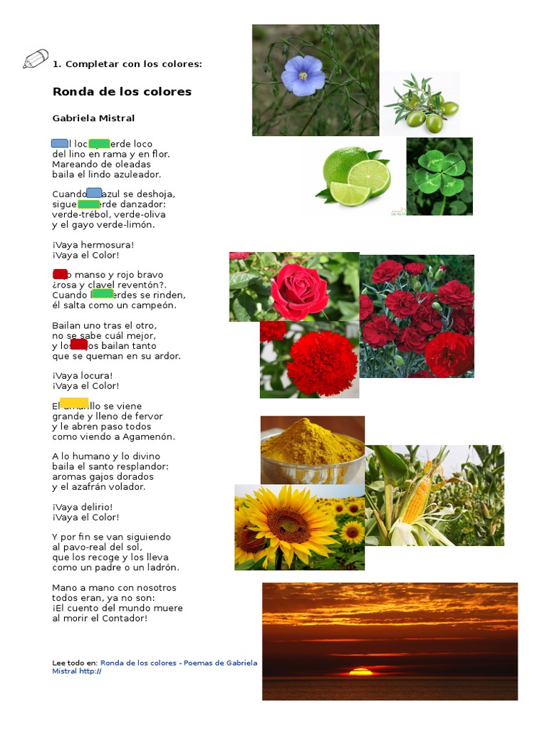Poemas sobre los colores para niños | PDF | Qualia | Color