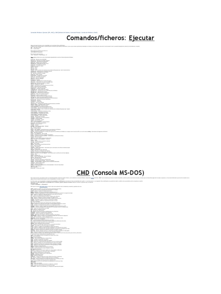 Comandos Windows y Cmdos | PDF | Archivo de computadora | Interfaz de ...