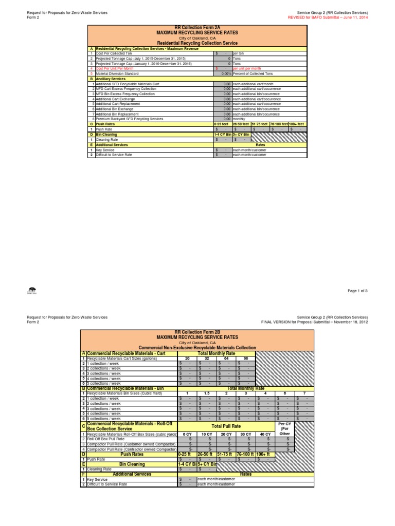 PRR 10787 Residential Recycling Maximum Customer Service Rates Forms ...