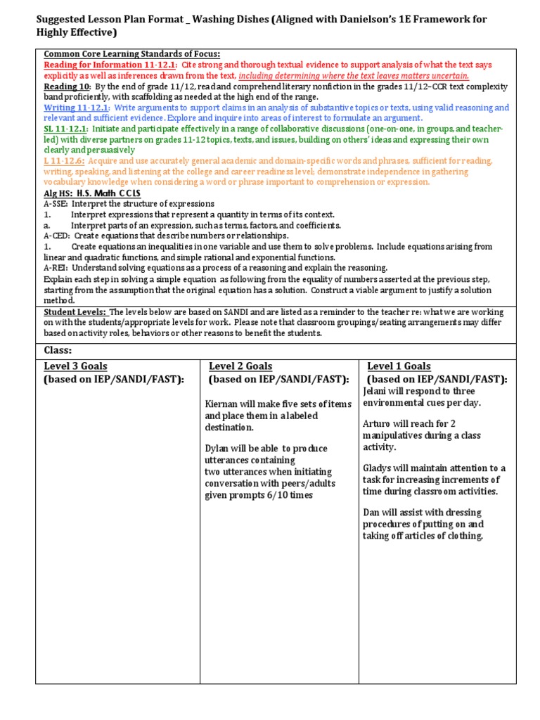 Step-by-Step Dishwashing Lesson Plan | PDF | Equations | Behavior ...