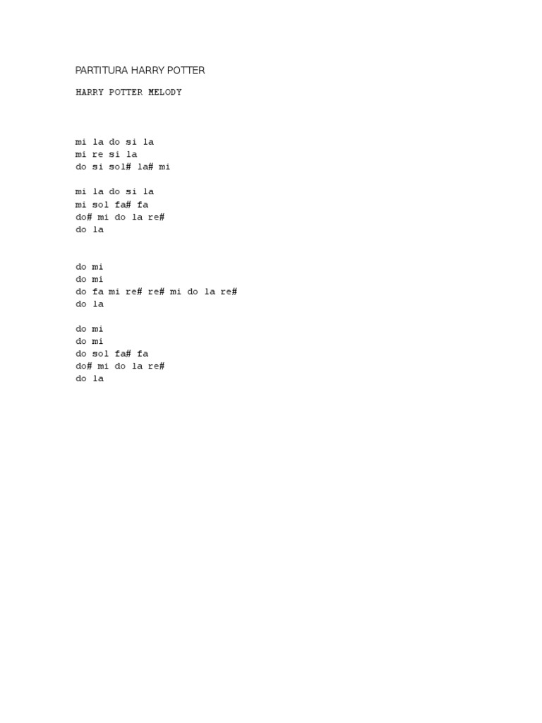 Partitura de Harry Potter con Notas | PDF