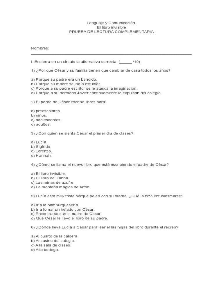 Preguntas del Libro Invisible | PDF | Ocio