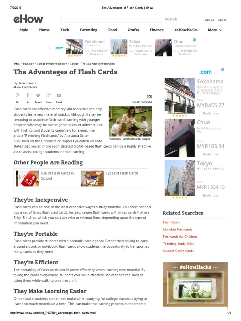 The Advantages of Flash Cards - Ehow PDF | PDF | Flashcard | Study Skills