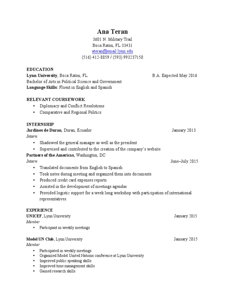 Political Science Graduate Resume | PDF
