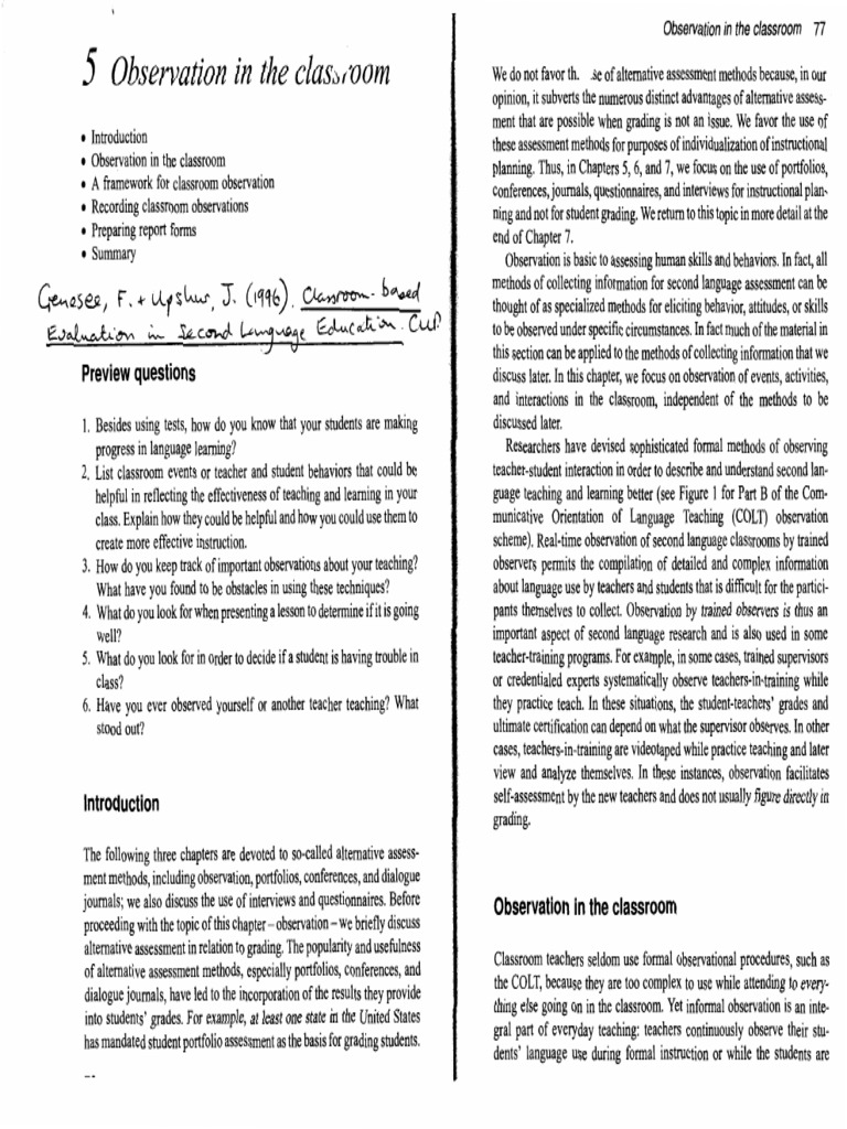 Genesee +upshur Observation CH 5 | PDF | Teachers | Educational Assessment