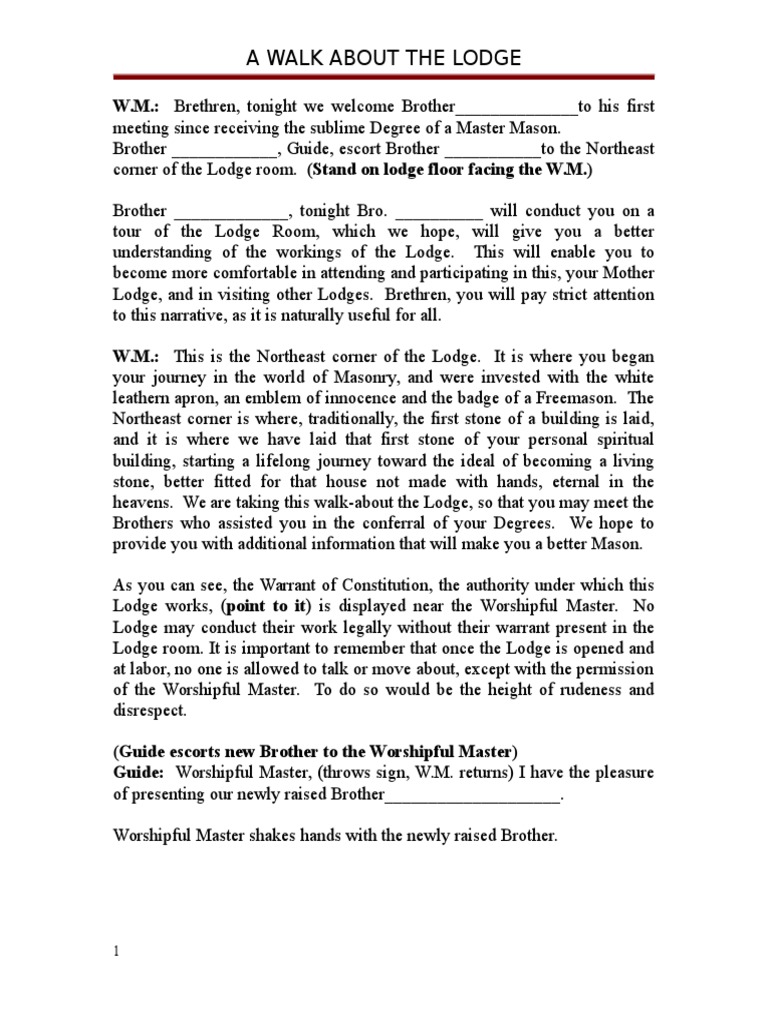 A Walk About The Lodge, Ed. 2012 | PDF | Freemasonry | Masonic Lodge