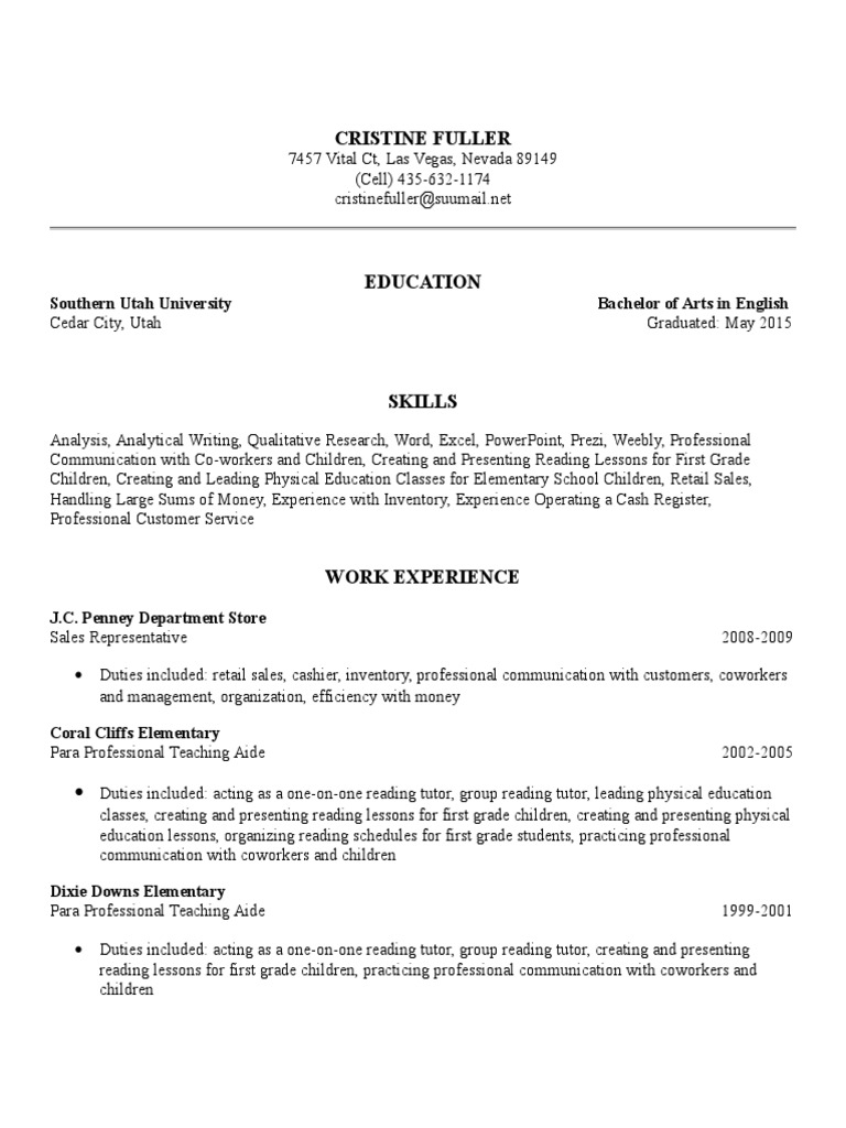 Offical Resume 2015 | PDF | Self-Improvement
