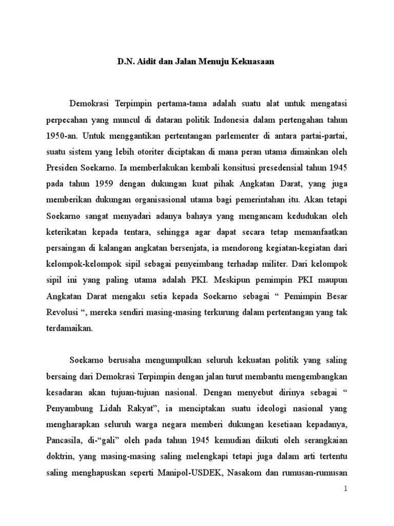 DN Aidit Dan Jalan Menuju Kekuasaan | PDF