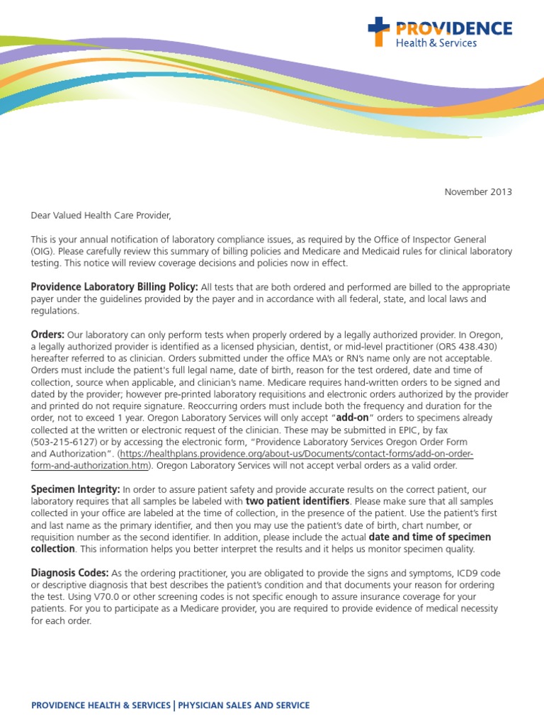 Annual Lab Compliance Notification | PDF | Medicare (United States ...