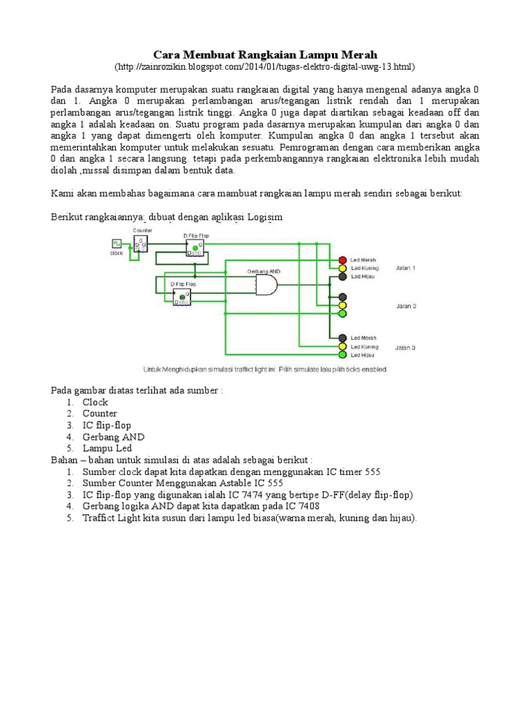Cara Membuat Rangkaian Lampu Merah DG Logisim | PDF | Metode & Bahan ...