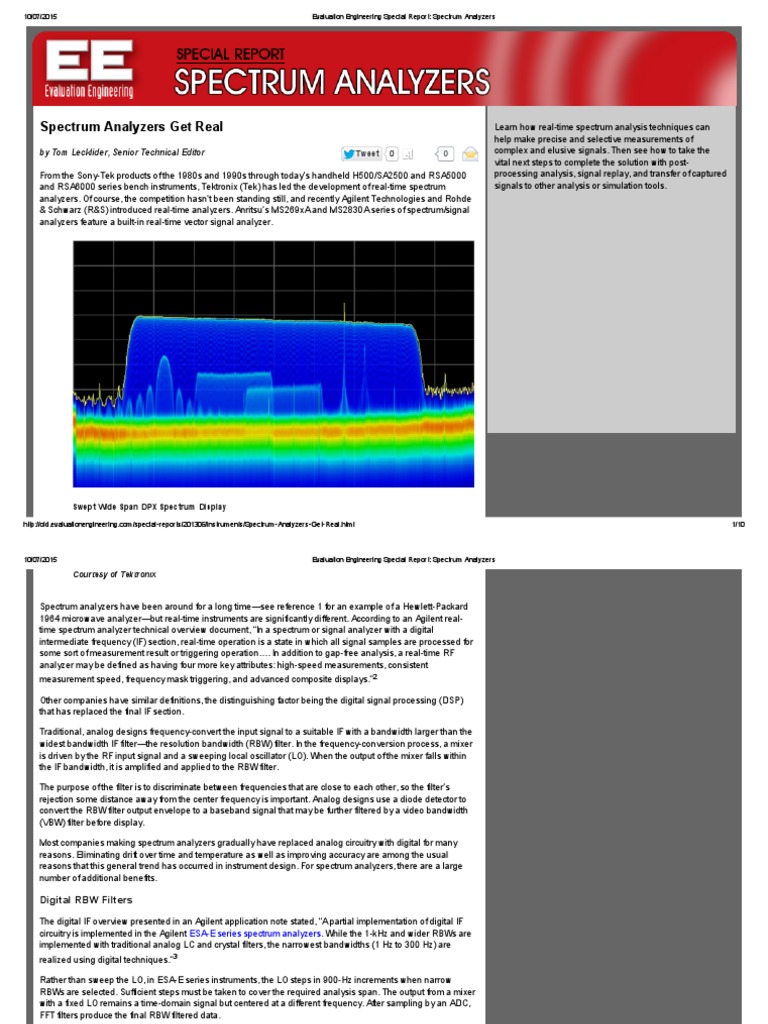 Evaluation Engineering Special Report - Spectrum Analyzers | PDF | Telecommunications | Computer ...