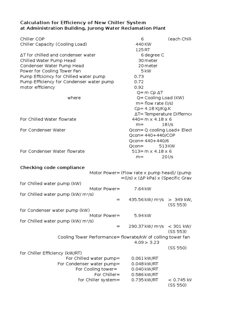 Chiller Efficiency Calculation Overview | PDF