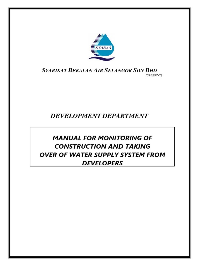 SYABAS Water Supply System Manual | PDF | Pipe (Fluid Conveyance ...
