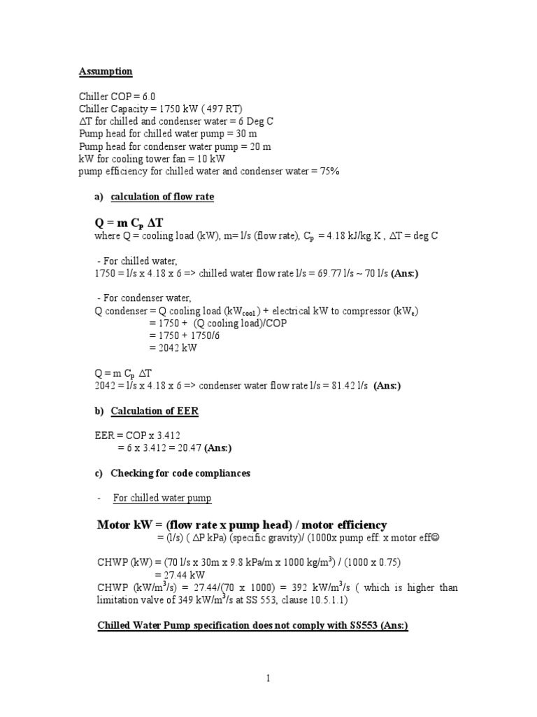 Calculation of Chiller Power and Fan | PDF