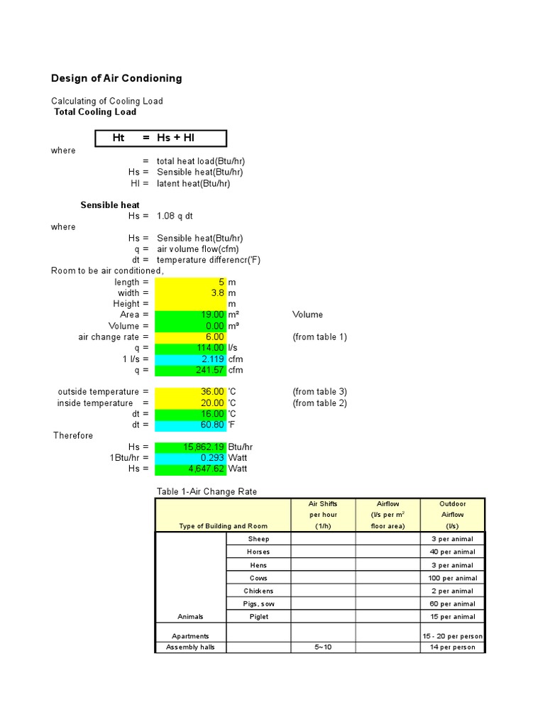 Duct Sizing and Cooling Load Calculations | PDF | Duct (Flow ...