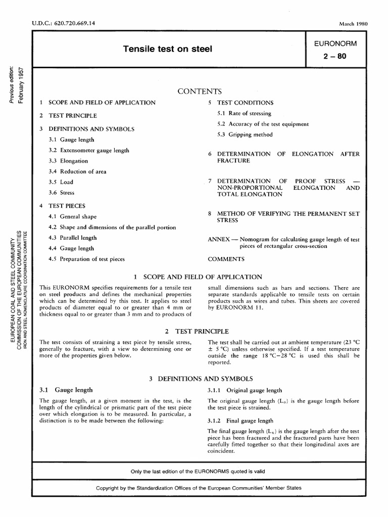 Euronorm 2-80 | PDF | Yield (Engineering) | Engineering Tolerance