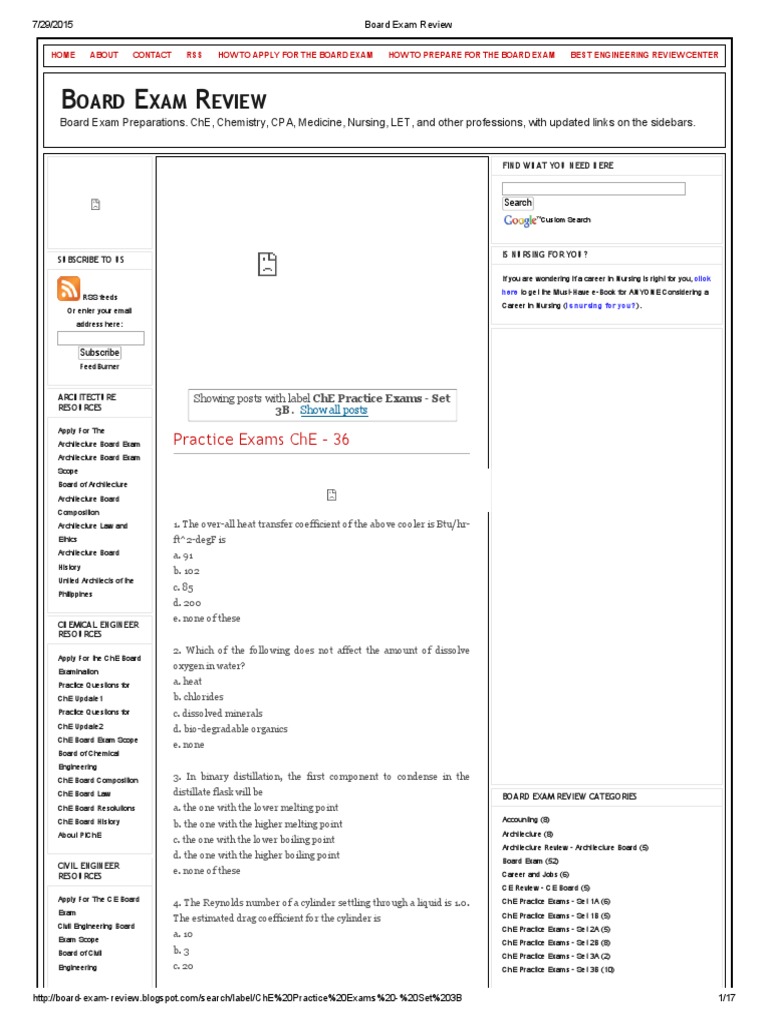 Board Exam Review - Set 3B | PDF | Distillation | National Council ...