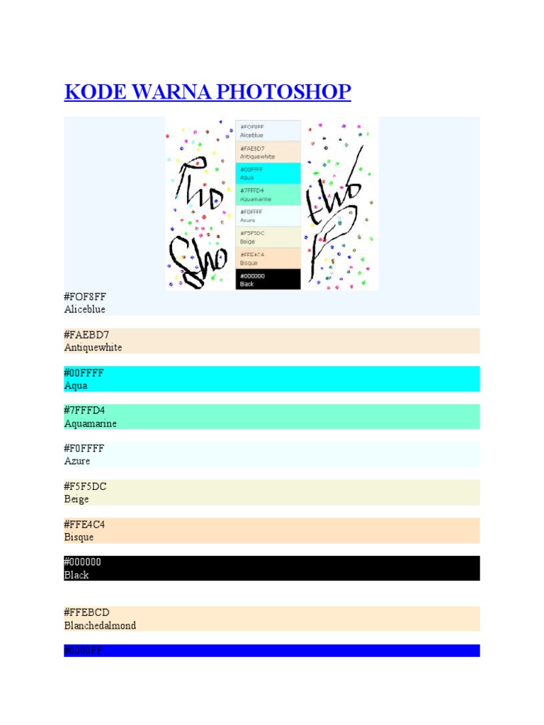 Kode Warna Photoshop | PDF | Sports & Recreation | Cooking, Food & Wine