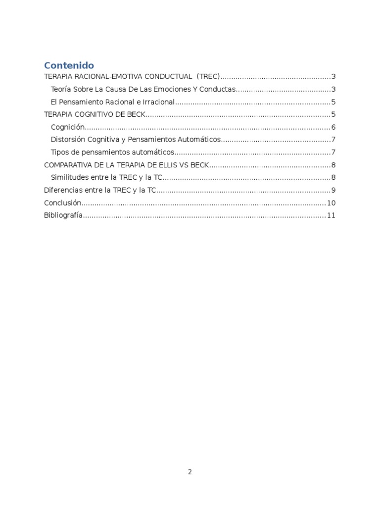Trec Ellis Vs Beck | PDF | Terapia racional de comportamiento emotivo ...