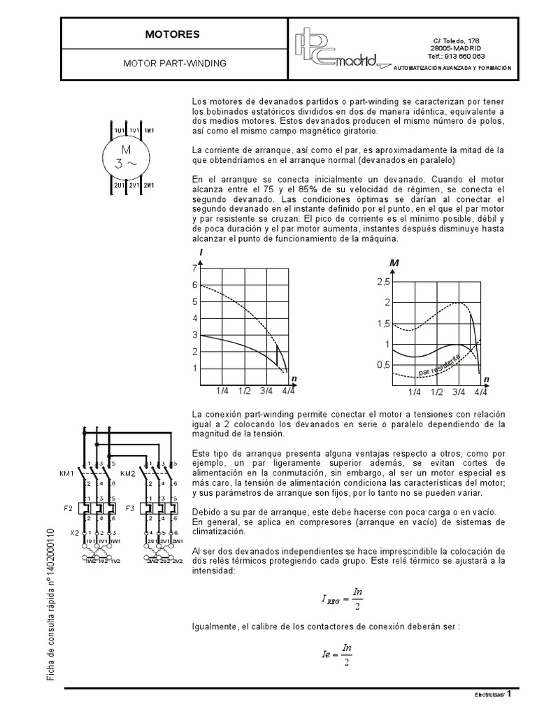 Arranque y Conexión de Motores Part-Winding | PDF | Inductor | Esfuerzo ...