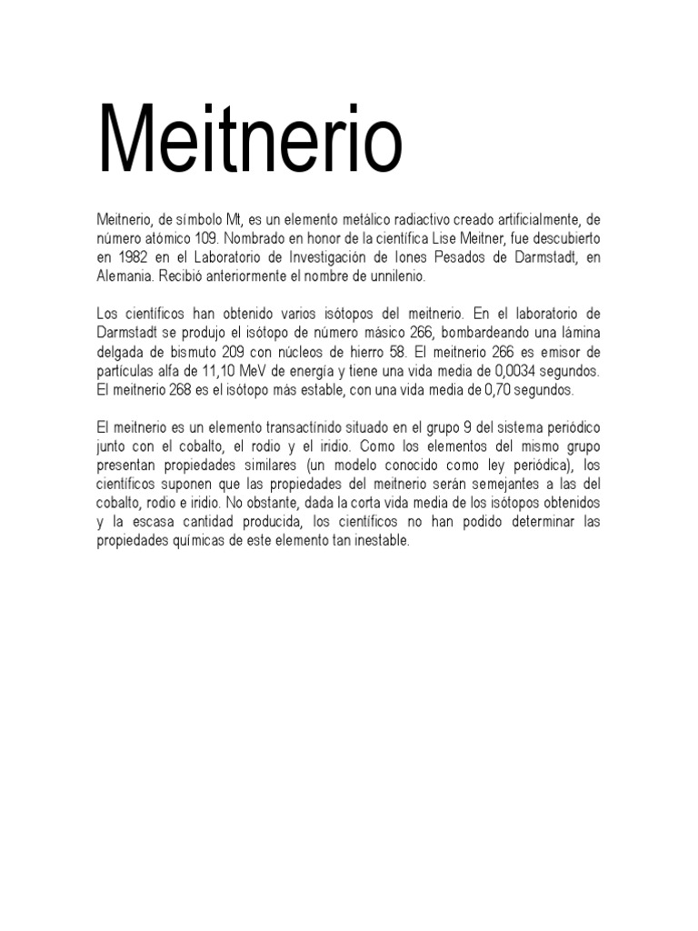 Meitnerio Como Elemento Puro | PDF
