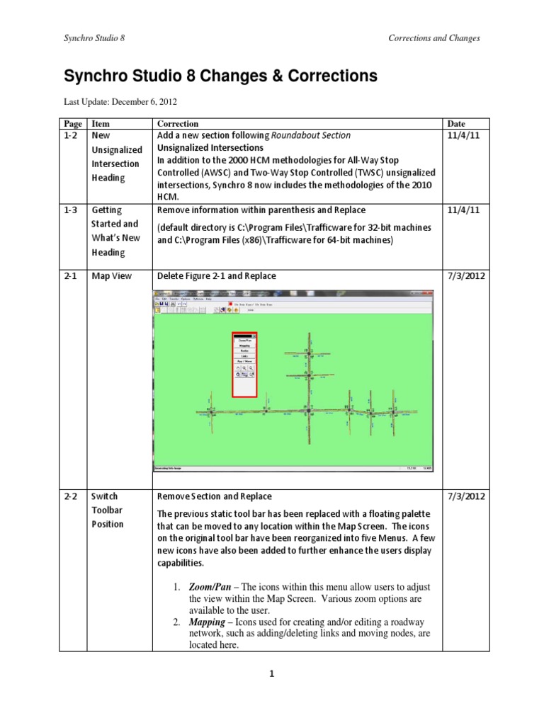 Synchro 8 Changes and Corrections | PDF | Traffic | Intersection (Road)