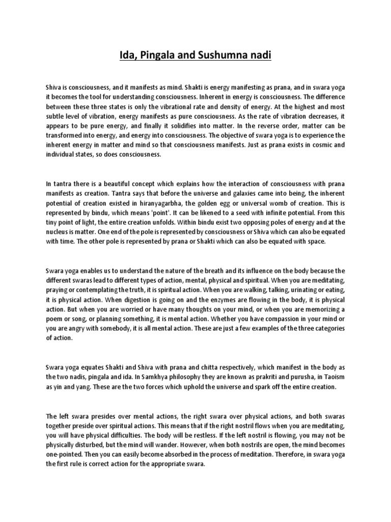 Ida, Pingala and Sushumna Nadi | PDF | Prana | Nature
