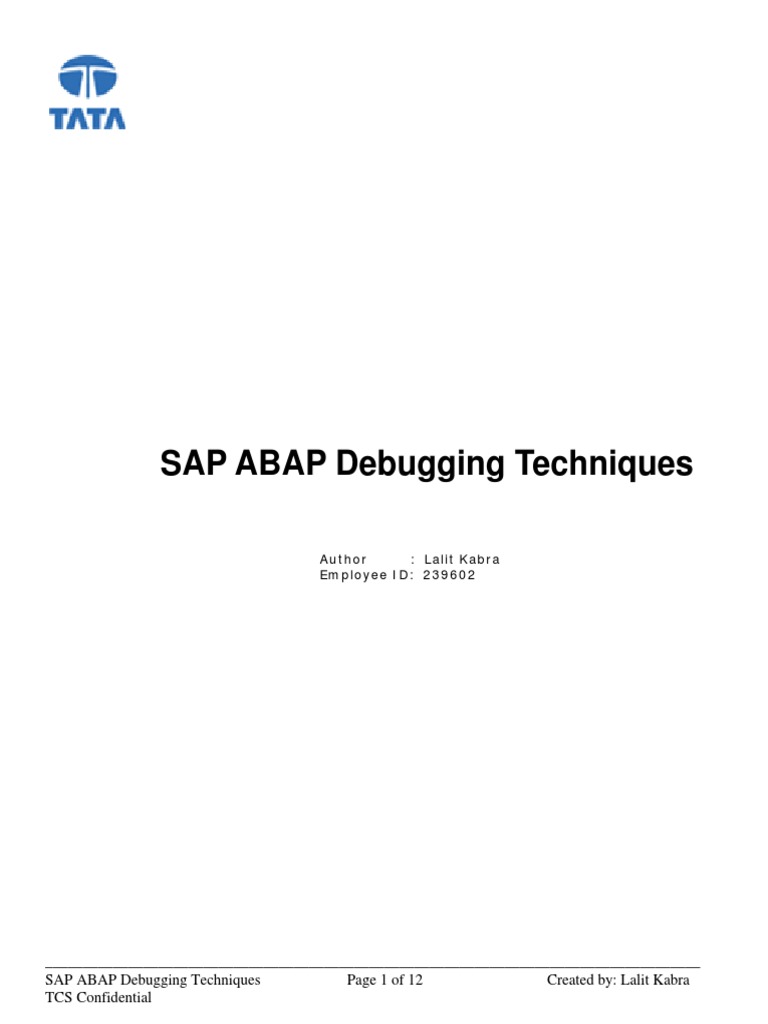 SAP ABAP Debugging Techniques Guide | PDF | Subroutine | Areas Of ...