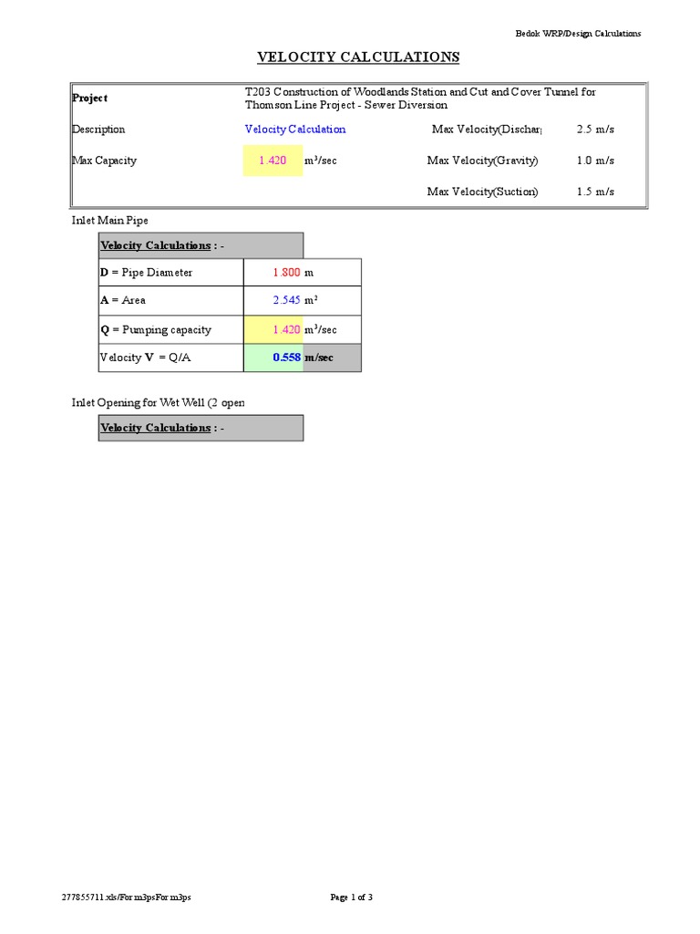 Calculation of Flow Velocity | PDF
