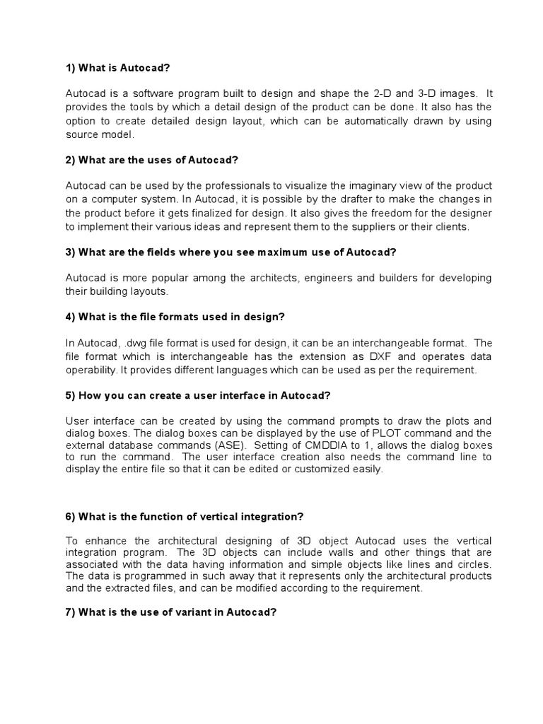 Autocad Interview Questions | PDF | Auto Cad | Command Line Interface