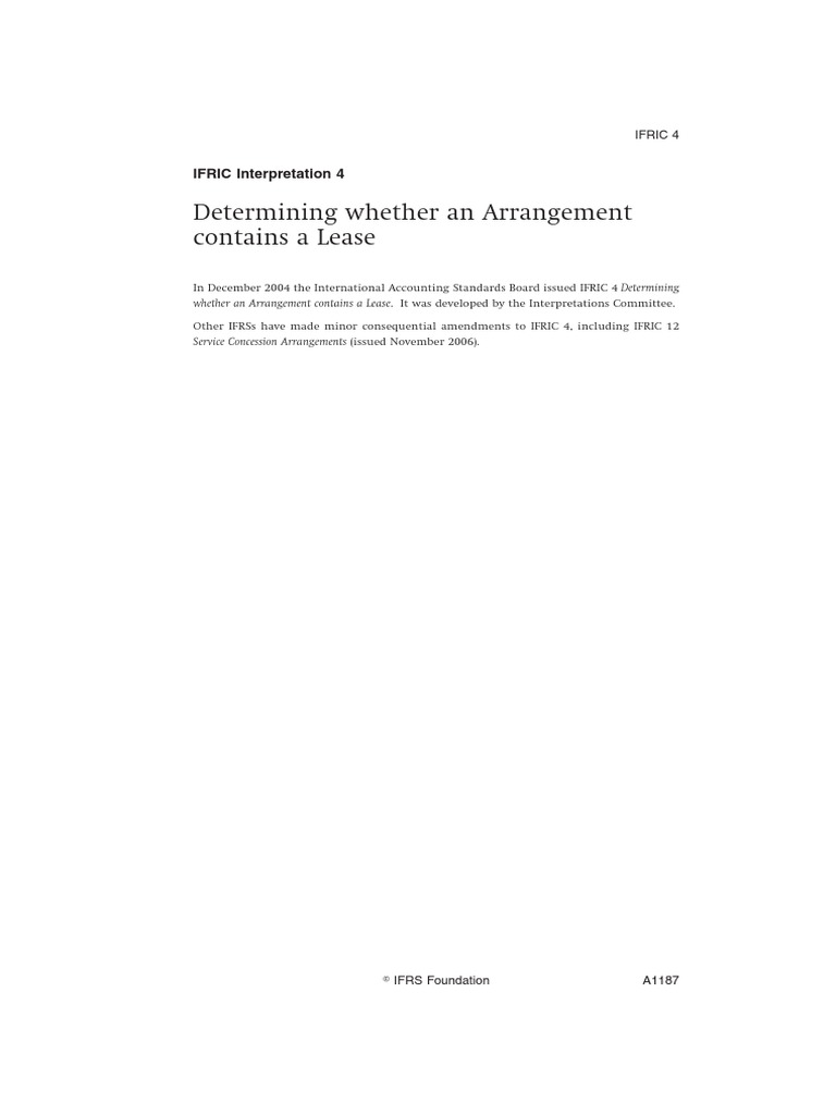 IFRIC 4: Lease Arrangement Determination | PDF | International ...