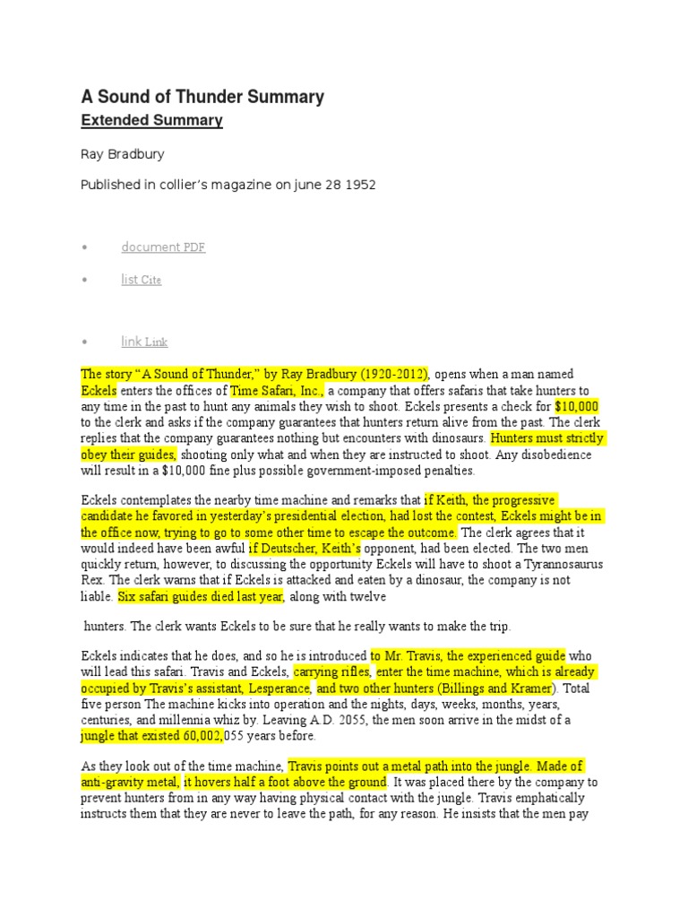Summary of A Sound of Thunder | PDF | Social Science