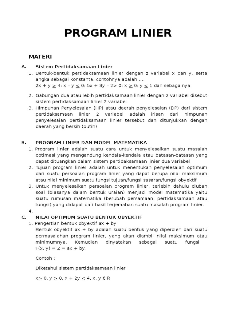 Program Linier | PDF