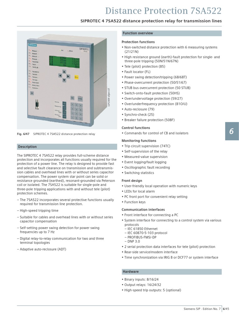 7sa522 Catalog Sip E7 | PDF | Telecommunication | Transformer