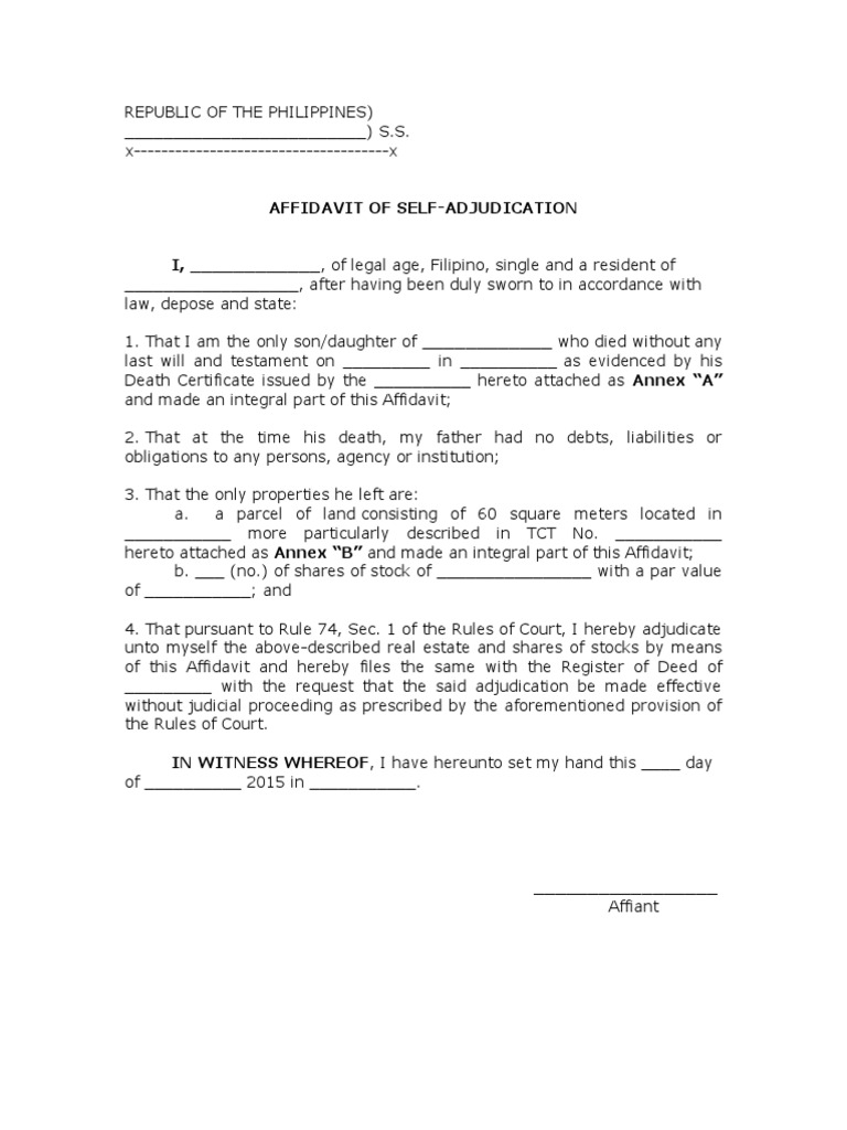 Affidavit of Self-Adjudication | PDF
