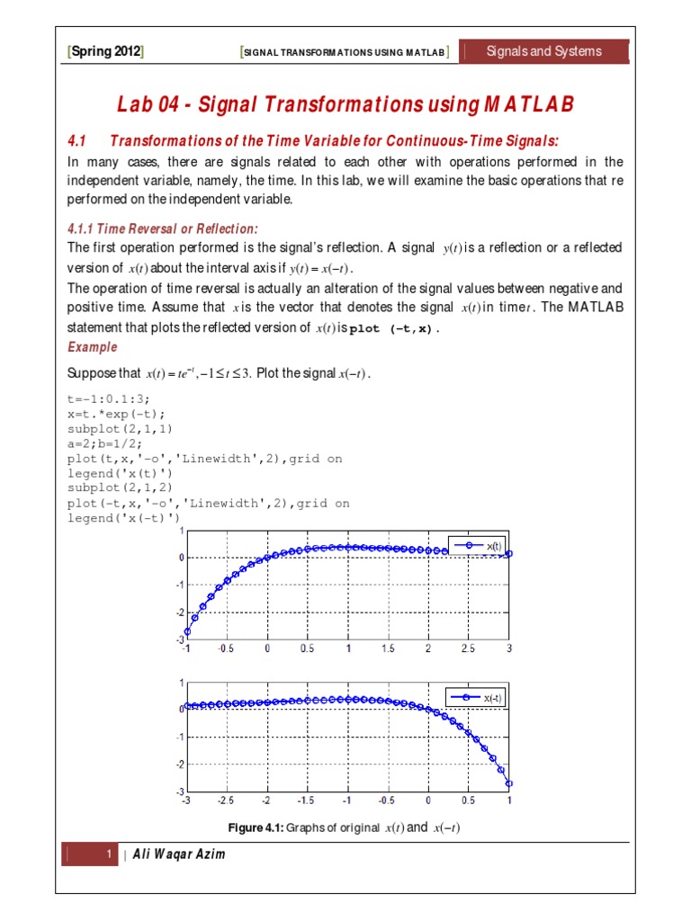 Lab 04 | PDF | Signal (Electrical Engineering) | Mathematical Concepts