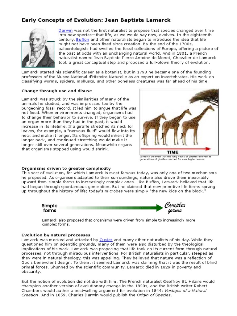 Early Concepts of Evolution Lamarck | PDF | Evolution | Heredity