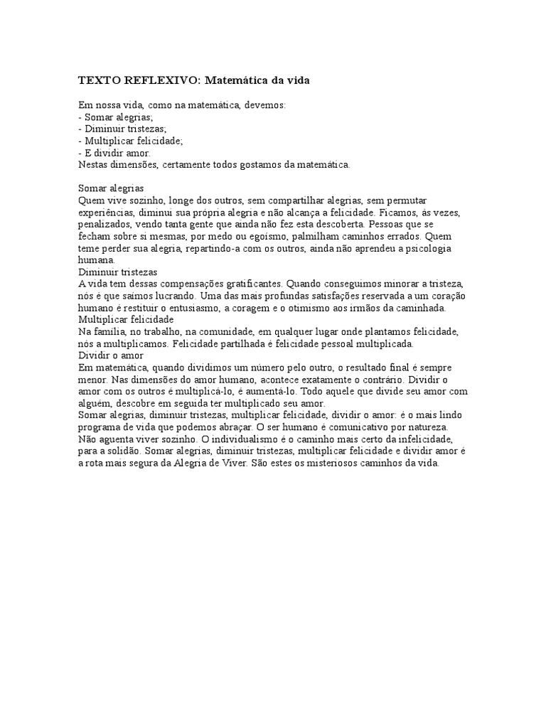 Texto Reflexivo | PDF | Autoajuda