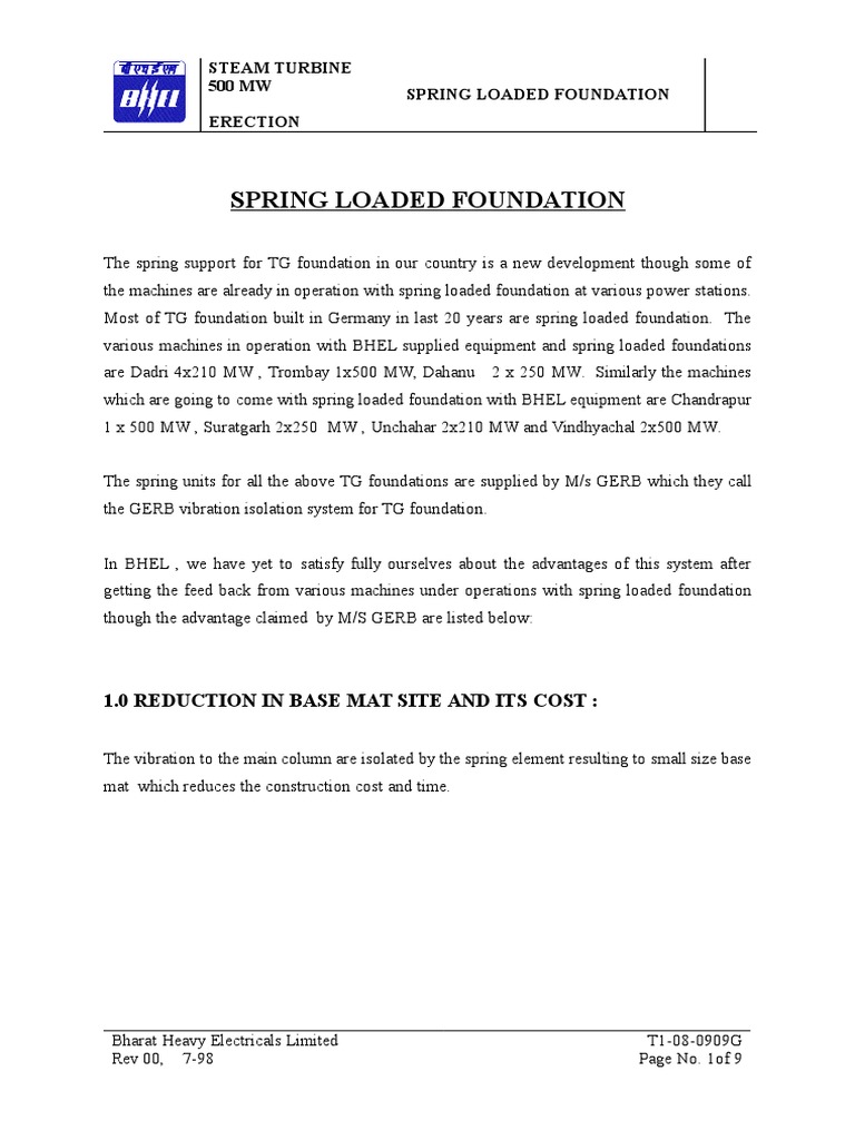 Spring Loaded Foundation | PDF | Turbine | Column