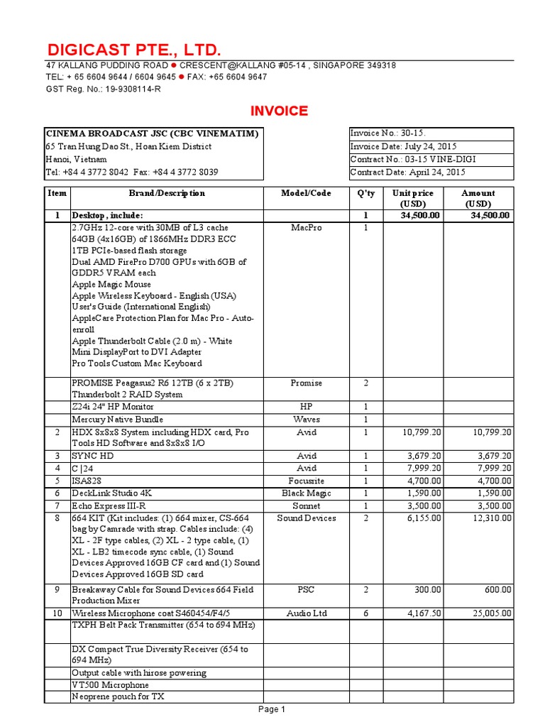 Invoice for Audio Equipment Purchase | PDF