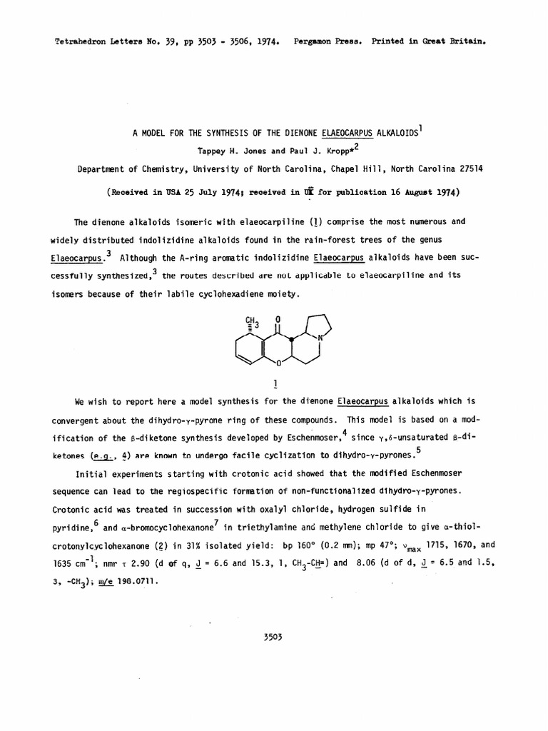 3503 - 3506, 1974. Pergamon Press.: Tetrahedron Letters No. 39, PP ...