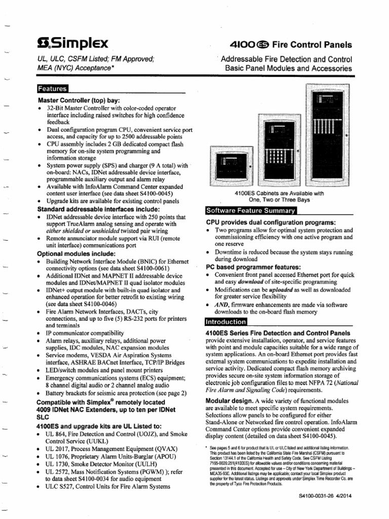 FDAS - Product Brochure - Simples 4100ES | PDF