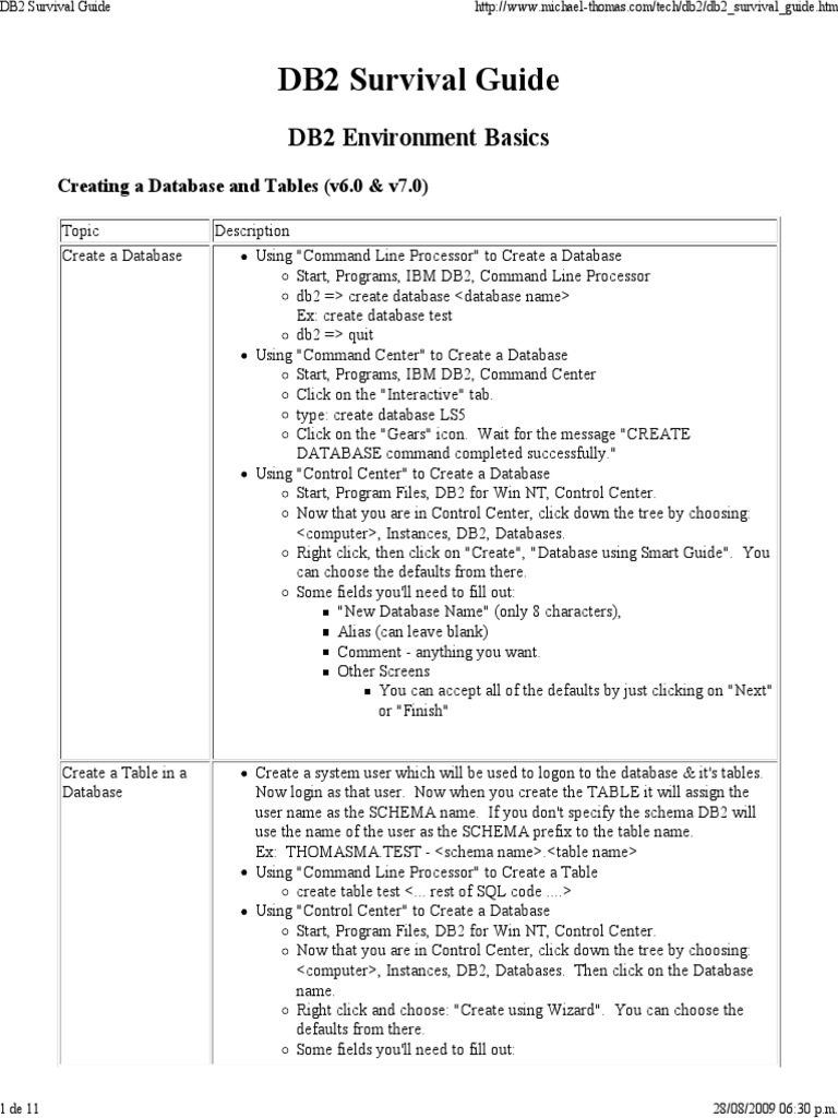 DB2 Survival Guide | PDF | Ibm Db2 | Sql