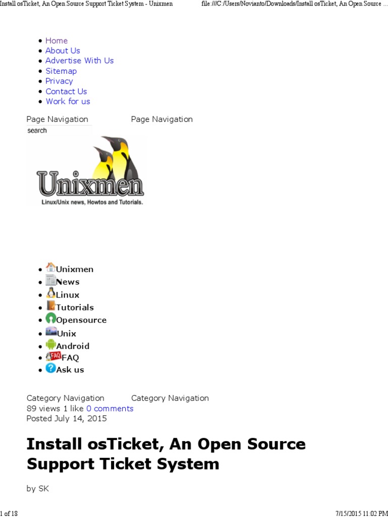 Install OsTicket, An Open Source Support Ticket System - Unixmen | PDF | Linux | Ubuntu ...